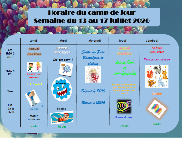 Inscription camp de jour